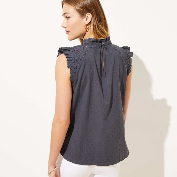 LOFT | Tops | Nwt Loft Eyelet Ruffle Top | Poshmark